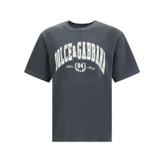 Dolce & Gabbana Front Print Baumwoll T-Shirt Moderner Stil - - Tops - Herren - Grau - M