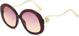 Generic Lunettes de soleil ovales en métal pour homme et femme - Pour conduite en plein air - UV400, Rouge, violet, jaune, Taille unique