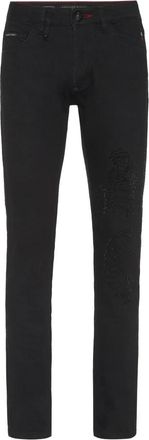 Philipp Plein Homme, Jeans, Noir, Taille: W33 Super Straight Cut Dragon Strass
