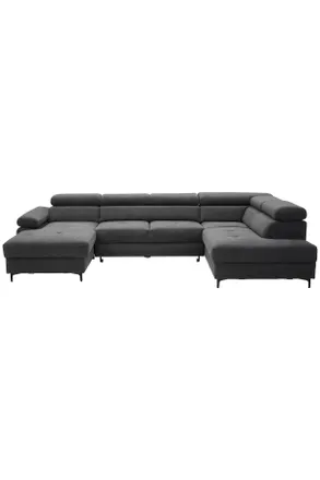 Stylife Wohnlandschaft Combo, Graphit, Textil, 5-Sitzer, Ottomane rechts, U-Form, 333x206 cm, Made in EU, Liegefunktion, R&uuml;cken echt, Wohnzimmer, Sofas & Couc