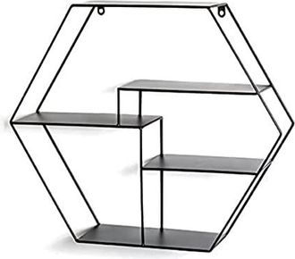 Haku Möbel Wandregal schwarz, Metall - Maße: B 61 cm x H 54 cm x T 16 cm, Style: Modern