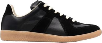 Maison Margiela Homme, Chaussures, Noir, Taille: 46 EU Baskets Minimalistes en Cuir