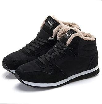 ORANDESIGNE Noir Botte Femme Homme Hiver Fourrure Bottines Neige Plates Chaudes Chaussures Montantes a Lacet Antidérapant Mode Unisexe Bottes de Neige Dextérieur 