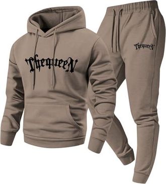 Generic Ensemble de surv&ecirc;tement pour homme avec imprim&eacute; lettres, manches longues, sweat &agrave; capuche, pantalon de surv&ecirc;tement ample, ensemble dentra&icirc;nement de jo