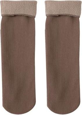 Generic Chaussettes Fonction Chaussettes thermiques fines Chaussettes confortables en polaire pour femmes Bas en velours pour hommes, caf&eacute;, taille unique