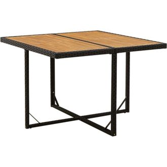 vidaXL Vidaxl - Table de jardin Noir 109x107x74 cm R&eacute;sine tress&eacute;e bois massif
