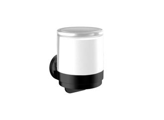 Emco Round Sensor Seifenspender zum Kleben in Chrom | Automatischer Fl&uuml;ssigseifenspender mit Akku f&uuml;r Bad & G&auml;ste WC zur Wandmontage, schwarz