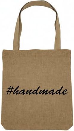 Fabulous Sac Shopping Tote Bag Aspect Lin - Hashtag Handmade Fait Main - Sac de Courses Toile Epaisse 360g Beige Naturel Cabas Port&eacute; Epaule Solide Imprim&eacute; en F