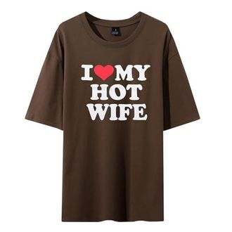 Generic 2026 T-shirt graphique pour la Saint-Valentin pour hommes avec imprim&eacute; amusant, caf&eacute;, XXL