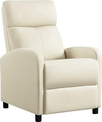Yaheetech Fauteuil de Relaxation Chaise de Détente Siège de Canapé Rembourré pour Salon/Chambre/Home Cinéma/Lecture Beige/Similicuir