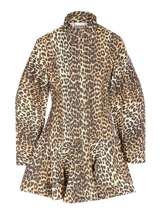 Ganni Robe Au Genou - Marron