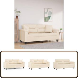 vidaXL 2-Sitzer-Sofa mit Kissen Beige 140 cm Mikrofasergewebe - Mikrofaser Sofa - Beige Sofa - Wohnzimmersofa - Gemütliches Sofa - Couchtisch