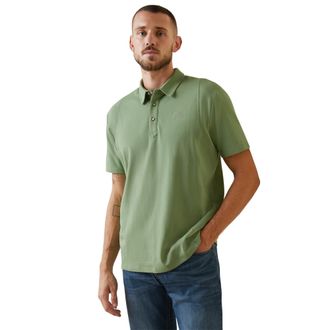 Ariat Mens Medal Polo Shirt Shirt in Basil Cotton, Size X-Large, by Ariat