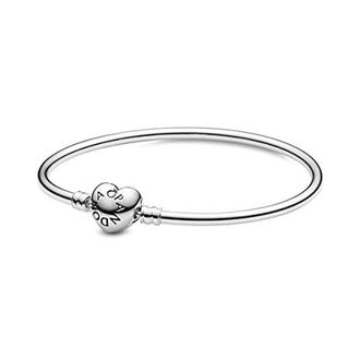 Pandora Pandora Icons Bracelet jonc en argent avec fermoir en forme de coeur, 21
