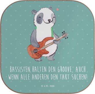 Mr. & Mrs. Panda gl&auml;seruntersetzer Bassgitarre Groove - Geschenk, Tischuntersetzer, Musizieren, bieruntersetzer, Ausdruck, Musik, Rhythmus, Instrument Lernen, Musikins