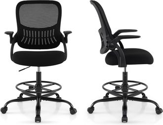 Giantex Ergonomischer B&uuml;rostuhl, drehbarer Schreibtischstuhl mit R&uuml;ckenlehne, Armlehnen & Fu&szlig;st&uuml;tze, h&ouml;henverstellbar Drehstuhl mit 5 Rollen, f&uuml;r B&uuml;ro, Studiu