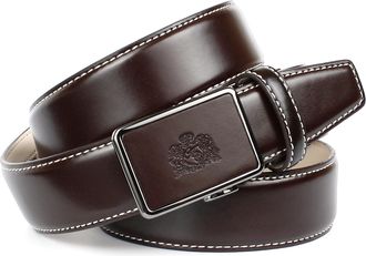 Anthoni Crown Herren Automatik Ledergürtel Gürtel, Dunkelbraun, 90