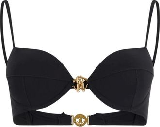 Roberto Cavalli Femme, Maillots de bain, Noir, Taille: 38 FR Haut de Bikini avec D&eacute;tail Logo