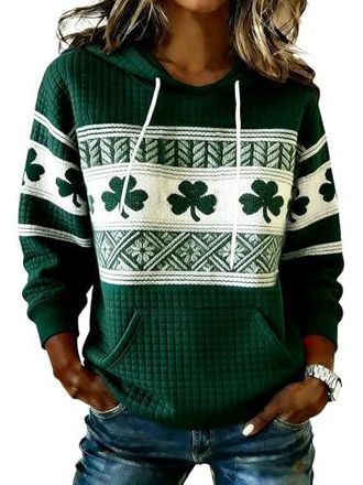 Generic Sweat &agrave; capuche en tricot avec motif tr&egrave;fle pour femme, Styles 3, 5XL