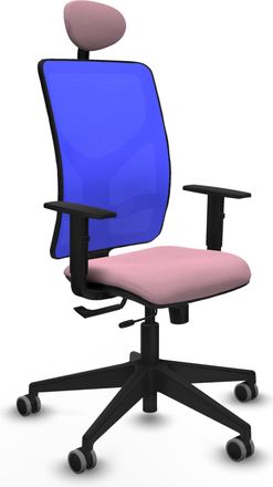 Piqueras y Crespo Telefonstuhl mit 1D-Armen, h&ouml;henverstellbare Lendenwirbelst&uuml;tze und festes Kopfteil, ausgestattet mit Syncro/Traslack und Schneideschaum, Blau/Rosa