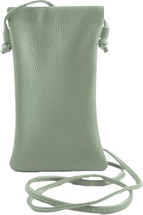 modamoda.de T265 Damen Leder Handytasche Umh&auml;ngetasche, handmade in Italy (GRAUGR&Uuml;N)