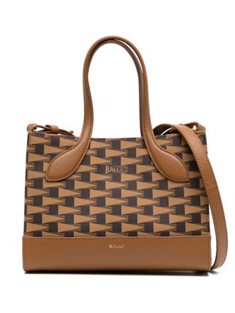 Bally petit sac cabas &agrave; motif monogramm&eacute; - Marron