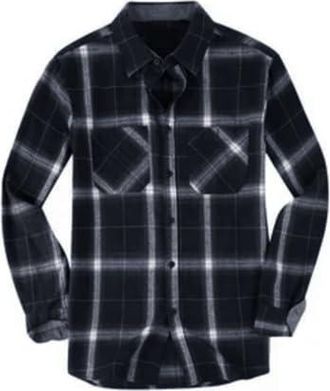 Generic DENGJIAMY Chemise boutonn&eacute;e &agrave; carreaux &agrave; manches longues pour homme - Style vintage et d&eacute;contract&eacute; - Pour les vacances et la plage - Col classique - V
