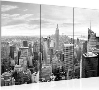 Runa Art Wandbilder New York Bild XXL Wohnzimmer Büro Schwarz Weiss Skyline 120 x 80 cm 3 Teilig 010231c