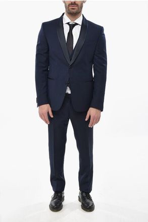 Corneliani CODE Virgin Wool Ceremony Suit With Satin Shawl Lapel size 54