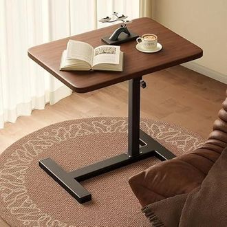 Generic Table de Chevet en Forme de C avec roulettes, extr&eacute;mit&eacute; de canap&eacute; r&eacute;glable, Ordinateur Portable, caf&eacute; Moderne for canap&eacute;/lit/Baignoire(Black Walnut)
