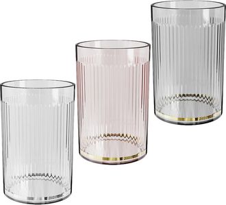 FOMIYES Satz Zahnb&uuml;rstenbecher aus Pet Badezimmerbecher in Wei&szlig; Schwarz Rosa Wiederverwendbare Mundsp&uuml;lbecher mit Gro&szlig;em Fassungsverm&ouml;gen f&uuml;r Alltag und Reise