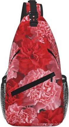 Generic Sacoche Bandouliere Imprim&eacute; pivoine Roses Casual Sling Bag Multifonction Sac Poitrine pour Randonn&eacute;e Femme &eacute;cole
