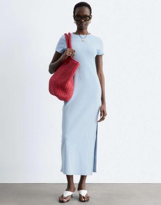 & Other Stories Robe t-shirt mi-longue &agrave; manches courtes - Bleu clair