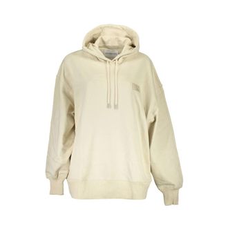 Calvin Klein Femme, Sweatshirts et sweats &agrave; capuche, Beige, Taille: 42 FR Sweat &agrave; Capuche en Coton Beige avec Logo