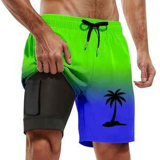 Generic Maillot de bain d&eacute;t&eacute; &agrave; manches courtes pour homme avec imprim&eacute; animal Capybara Mental State, vert, 3XL