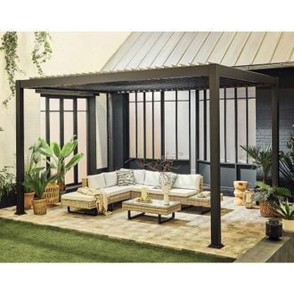 Best Mobilier Cherry - pergola bioclimatique - aluminium - 4x3m - gris anthracite