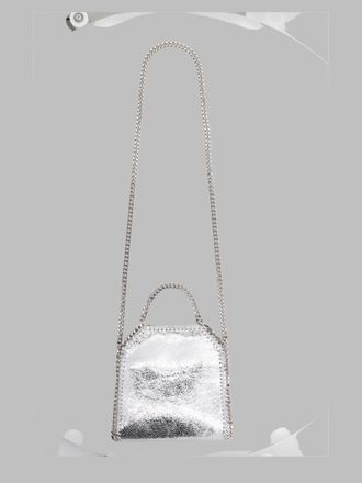 Stella McCartney Womens Handbag Falabella Micro Silver Polyester Handbags Hand Bags