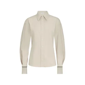 Brunello Cucinelli Stretch Cotton Poplin Shirt With Shiny Silk Cuffs