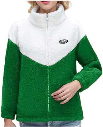 Generic Veste polaire chaude et &eacute;paisse &agrave; fermeture &eacute;clair avec col montant pour lautomne et lhiver., Vert, XXL