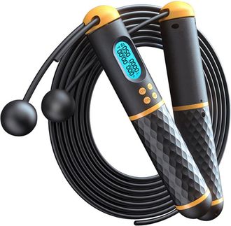 Cabilock Digitale Zählfunktion Springseil mit Gewicht für Indoor Fitness Verstellbares Kabelloses Springseil mit Rutschfestem Griff und Speicherfunktionen Geei