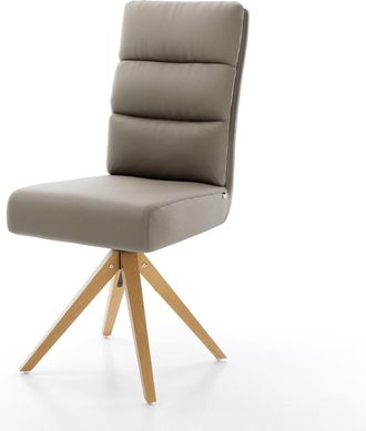 DELIFE Esszimmerstuhl Pela-Flex Echt-Leder Schlamm Holzgestell kantig Natur Taschenfederkern, Esszimmerst&uuml;hle