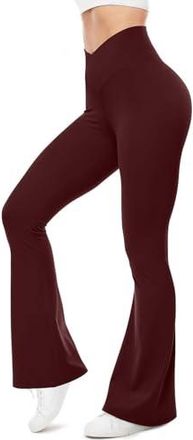 Generic Pantalon de yoga taille haute pour femme - Pantalon de yoga taille haute - Sans couture avant - &Eacute;lastique - Pantalon de yoga de compression pour femme