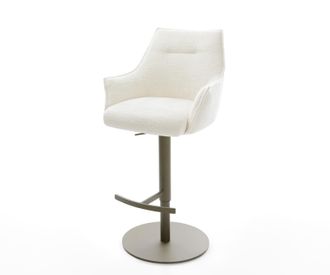 DELIFE Barstuhl Alja-Flex Boucl&eacute; Soft Beige Drehfu&szlig; h&ouml;henverstellbar Metall Titanfarben Taschenfederkern, Barst&uuml;hle