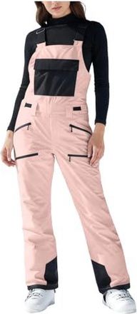 Generic Pantalon de ski pour femme - Imperm&eacute;able - Chaud - Coupe-vent - Bretelles r&eacute;glables, rose, 3XL