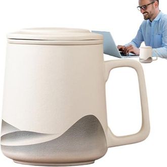 Generico Bouteille &agrave; th&eacute; en c&eacute;ramique avec infuseur - Tasse peinte &agrave; la main, filtre amovible, &eacute;l&eacute;gante tasse &agrave; th&eacute; | Accessoire pratique pour la maison, le bu