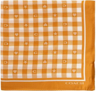 Coach Femme, Accessoires, Orange, Taille: ONE Size Foulard en soie