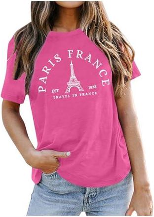 Generic T-shirt pour femme France - Tour - Voyage en France - T-shirt de vacances, Rose, 3XL
