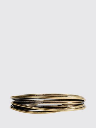 Panconesi Bracelet jonc Orbit bicolore en laiton plaqu&eacute; avec logo grav&eacute;