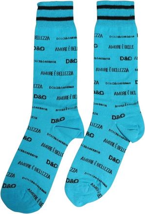 Dolce & Gabbana Accessoire-Socken aus Baumwolle mit Logo- mittellang - - Accessories - unisex - Blau - ONE SIZE