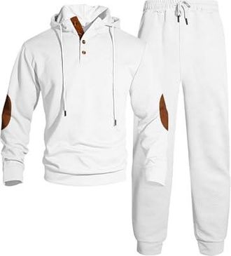 Generic Surv&ecirc;tement pour homme - Ensemble complet avec boutons et demi-patte de boutonnage - Sweat &agrave; capuche - Jambe droite - Pantalon de sport d&eacute;contract&eacute; - 